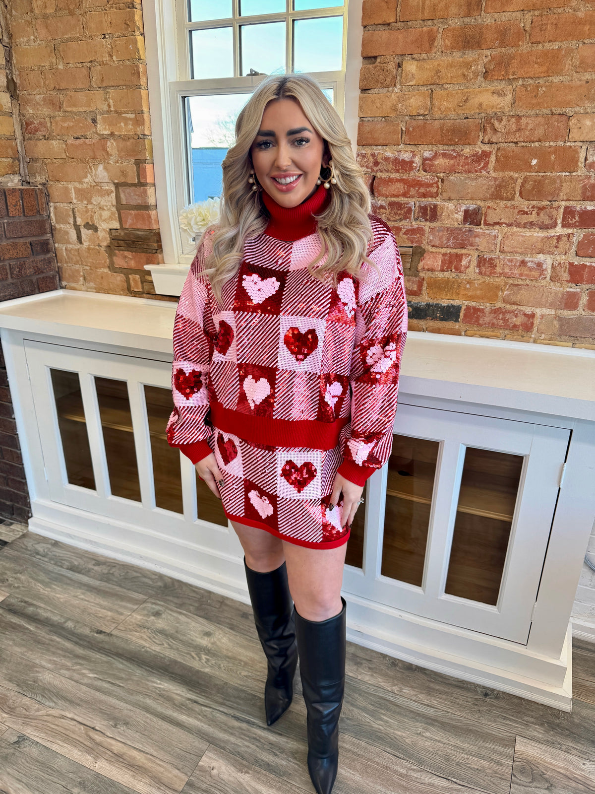 Sequin Hearts Plaid Sweater - Brianna Cannon — Extremely Refined Boutique